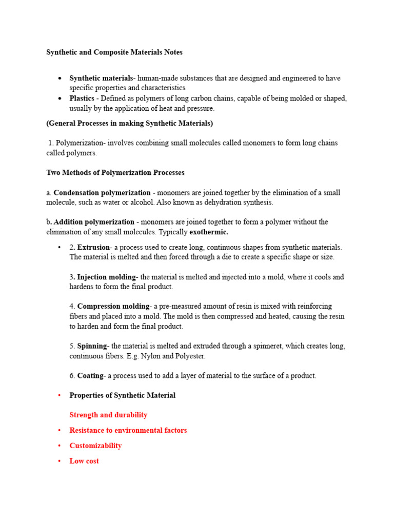 Synthetic & Composite Materials Guide | PDF | Composite Material | Polymers