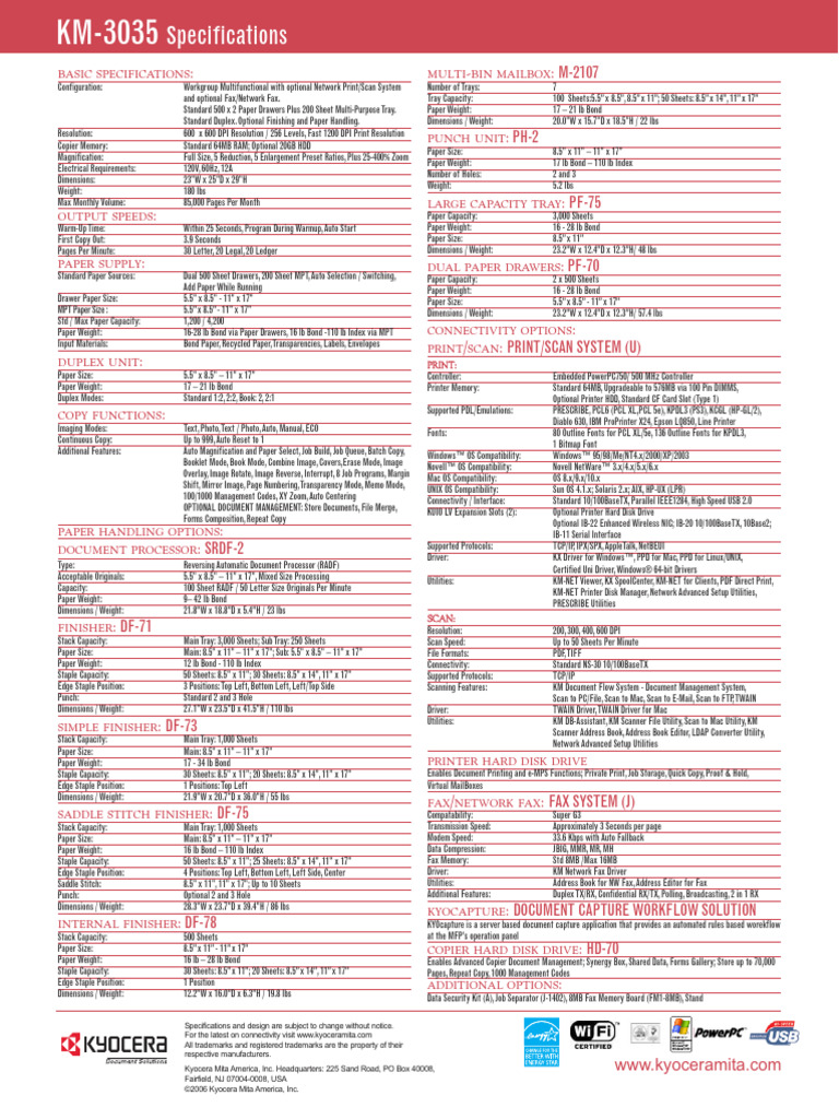 KM 3035 Brochure | PDF | Image Scanner | Fax