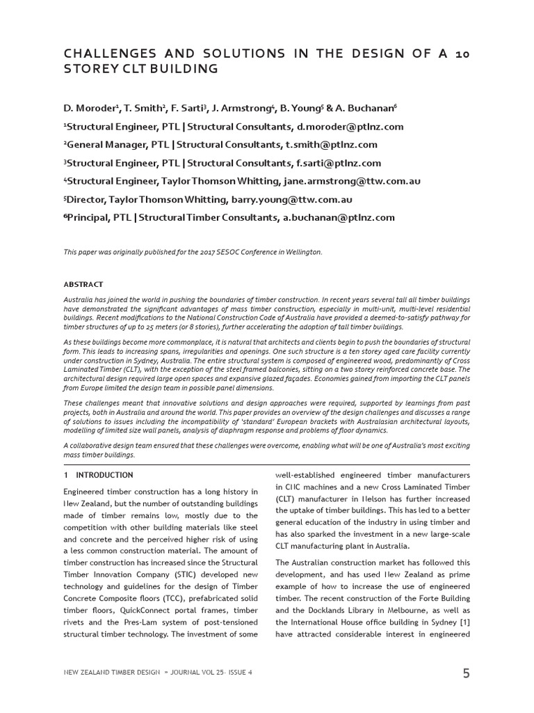 Design Challenges of 10-Storey CLT Building | PDF | Truss | Wall