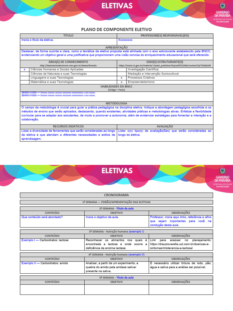 01 - Modelo Do Plano de Componente - Eletiva | PDF | Pedagogia | Science
