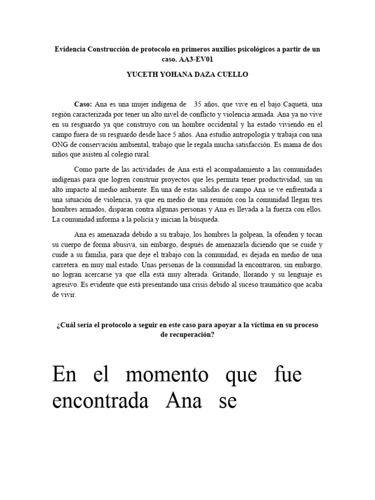 Construcción de Protocolo en Primeros Auxilios Psicológicos A Partir de ...
