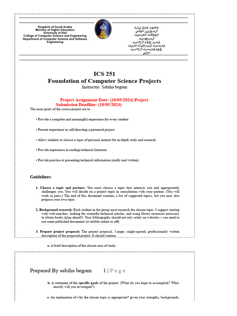 Computer Science Project Guidelines | PDF | Algorithms | Discrete Mathematics