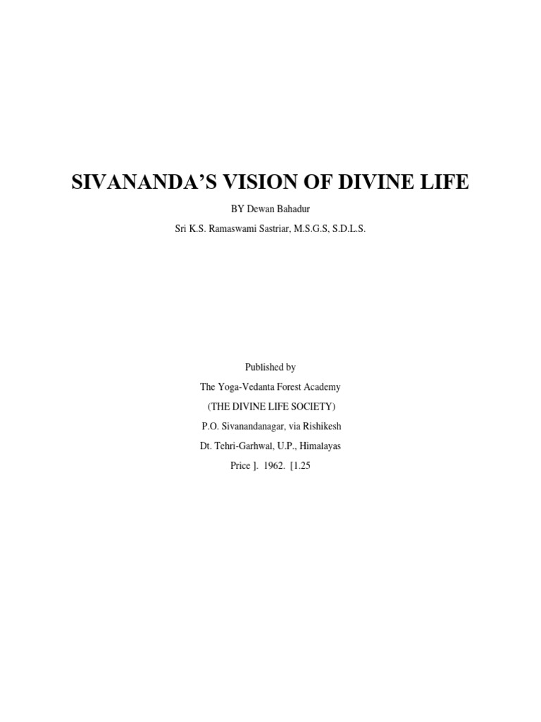 Sivanandas Vision of Divine Life | PDF | Bhagavad Gita | Yoga