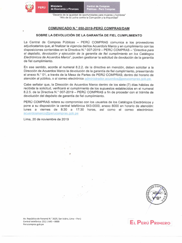 Comunicado Peru Compras | PDF