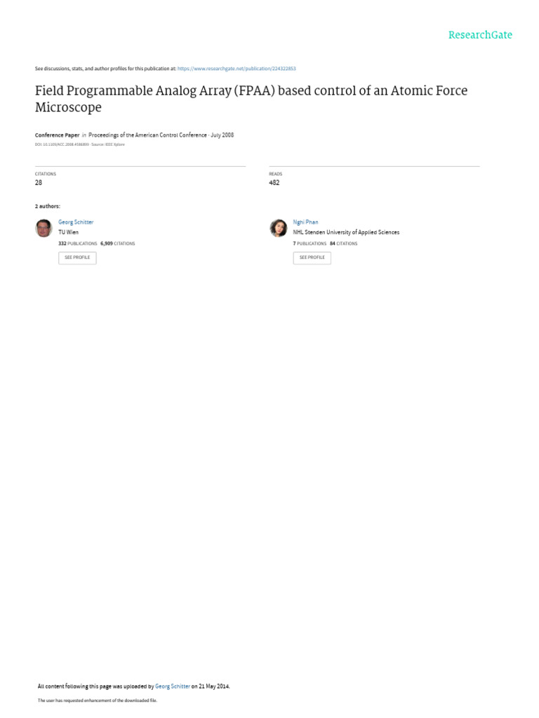 Field Programmable Analog Array (FPAA) Based Control of An Atomic Force ...
