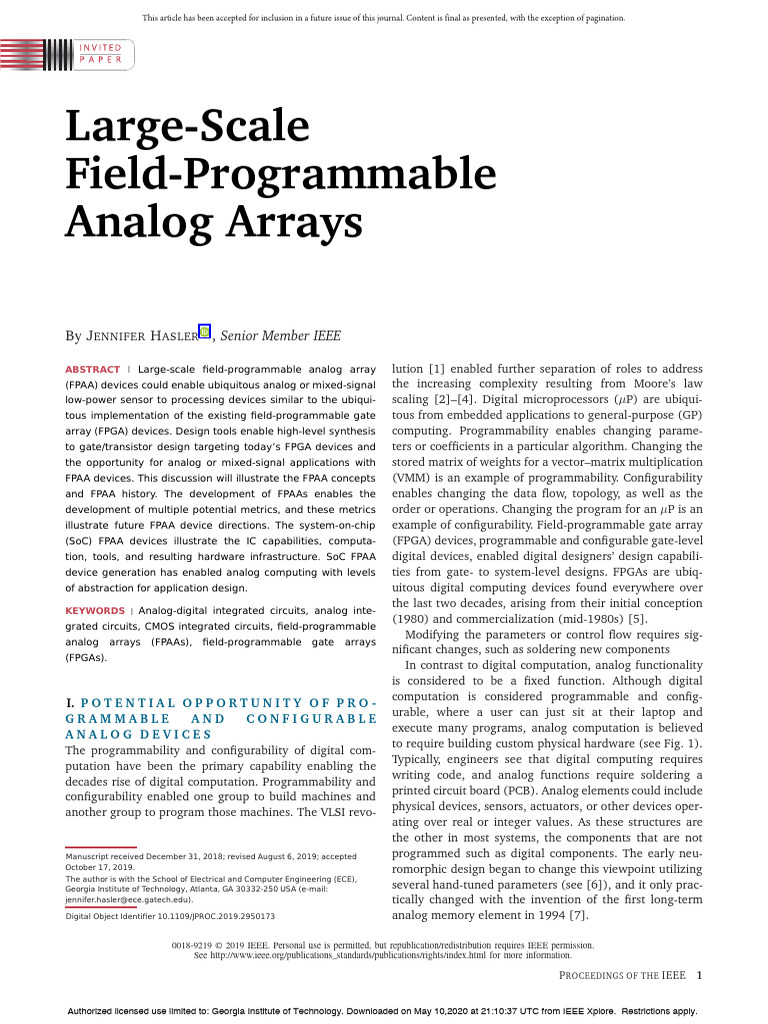 FPAA IEEEXPlore 2020 | PDF | Field Programmable Gate Array | Mixed ...