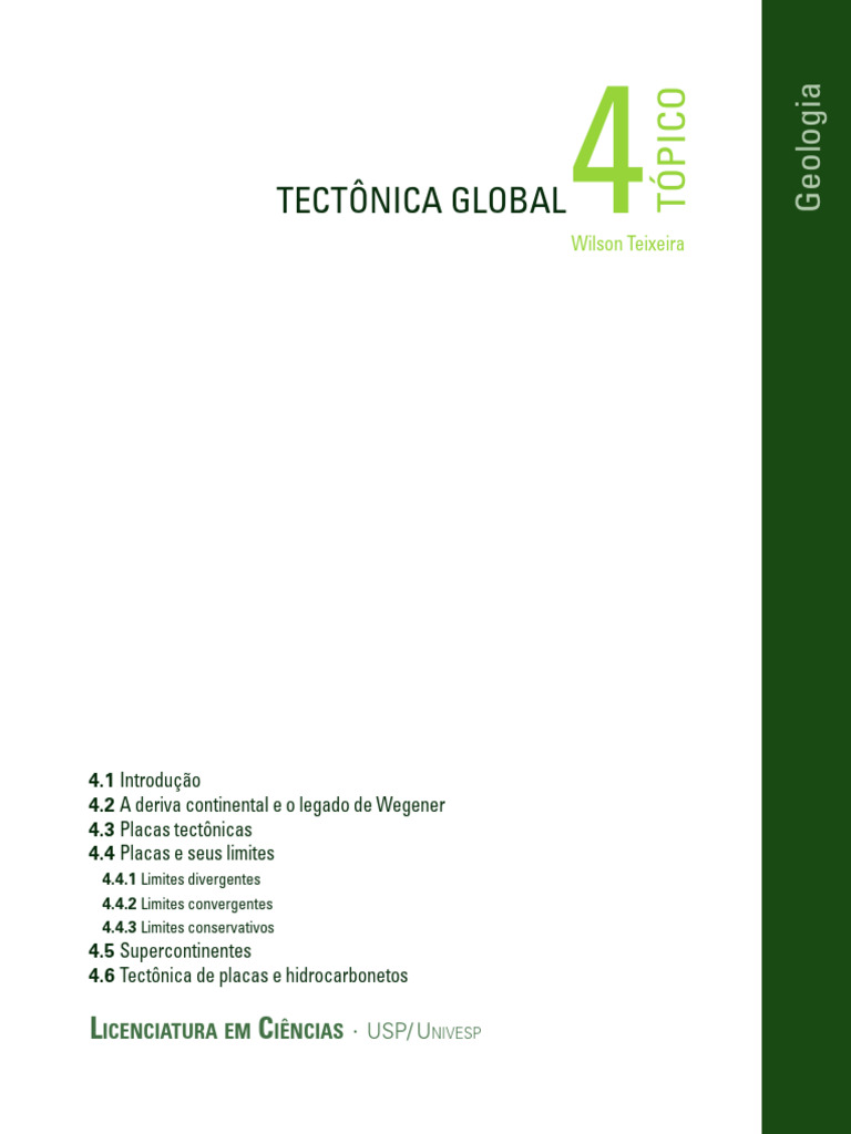Top.4 - Tectônica Global | PDF | Terra | Placas tectônicas