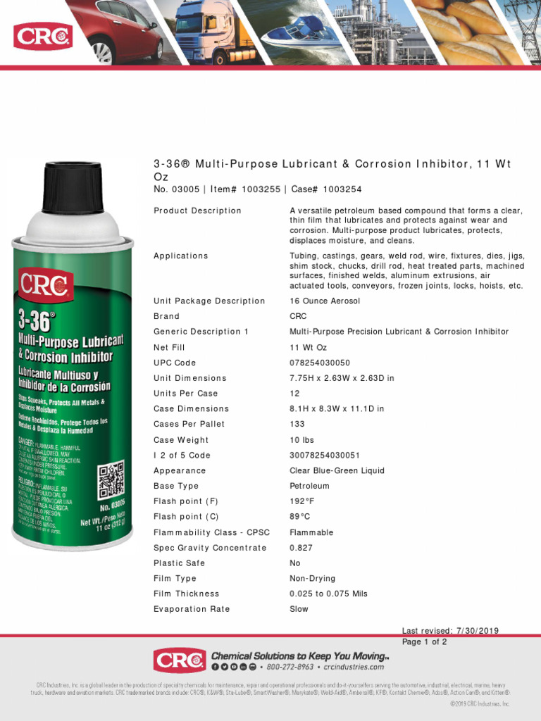 3-36® Multi-Purpose Lubricant & Corrosion Inhibitor 16 Oz Aerosol | PDF ...