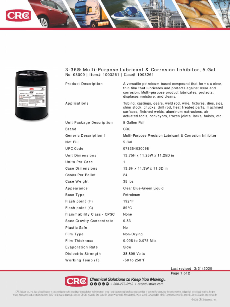 3-36® Multi-Purpose Lubricant & Corrosion Inhibitor 5 Gallon Pail | PDF