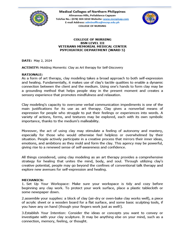 Activity Template | PDF | Art Therapy | Psychotherapy