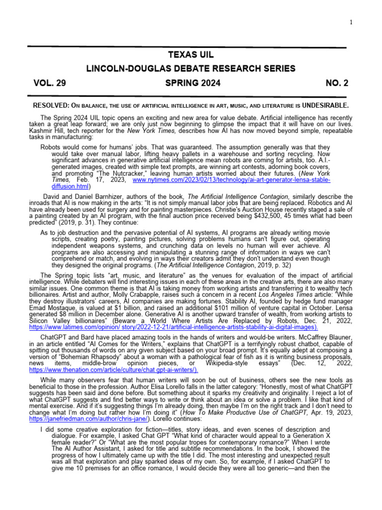 2023-2024 - UIL - 2 - Creativity and AI | PDF | Artificial Intelligence ...