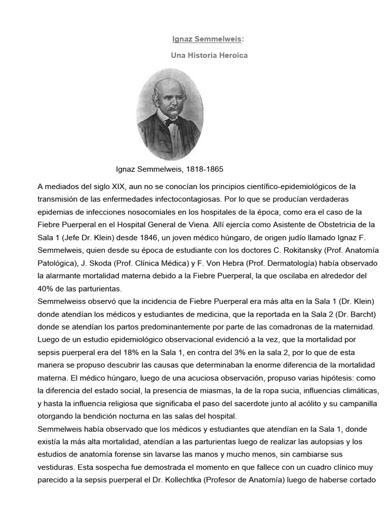 Ignaz Semmelweis | PDF | Medicina | Causas de la muerte