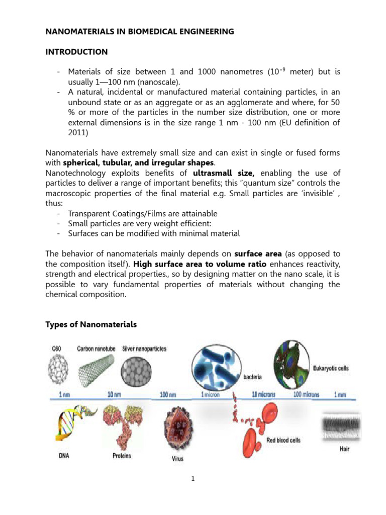 NANOMATERIALS IN BIOMEDICAL ENGINEERING - Student Notes | PDF ...