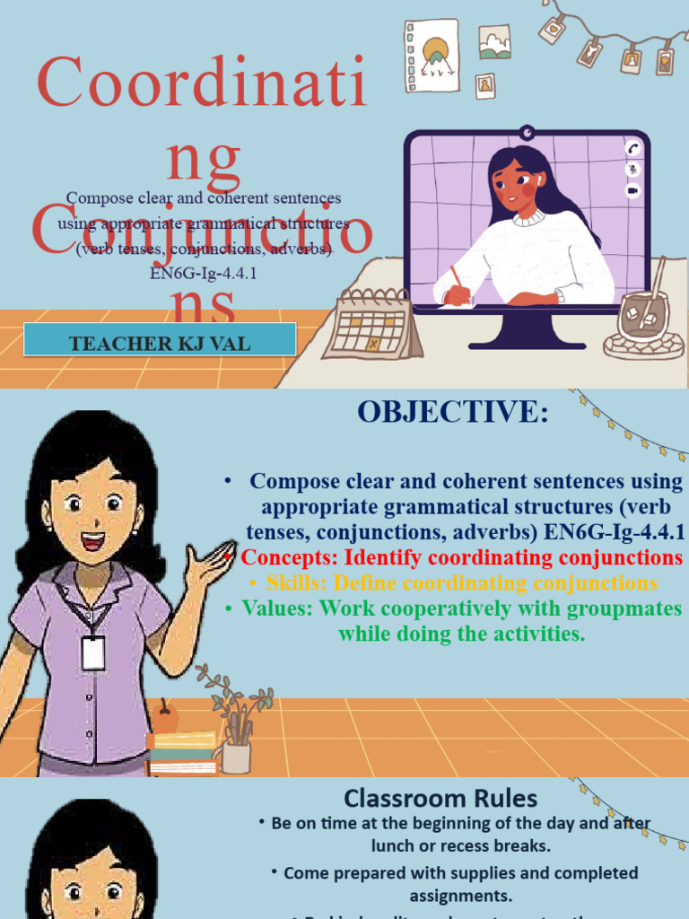 English Cot q4 Week 4 Coordinating Conjunctions | PDF | Grammar ...