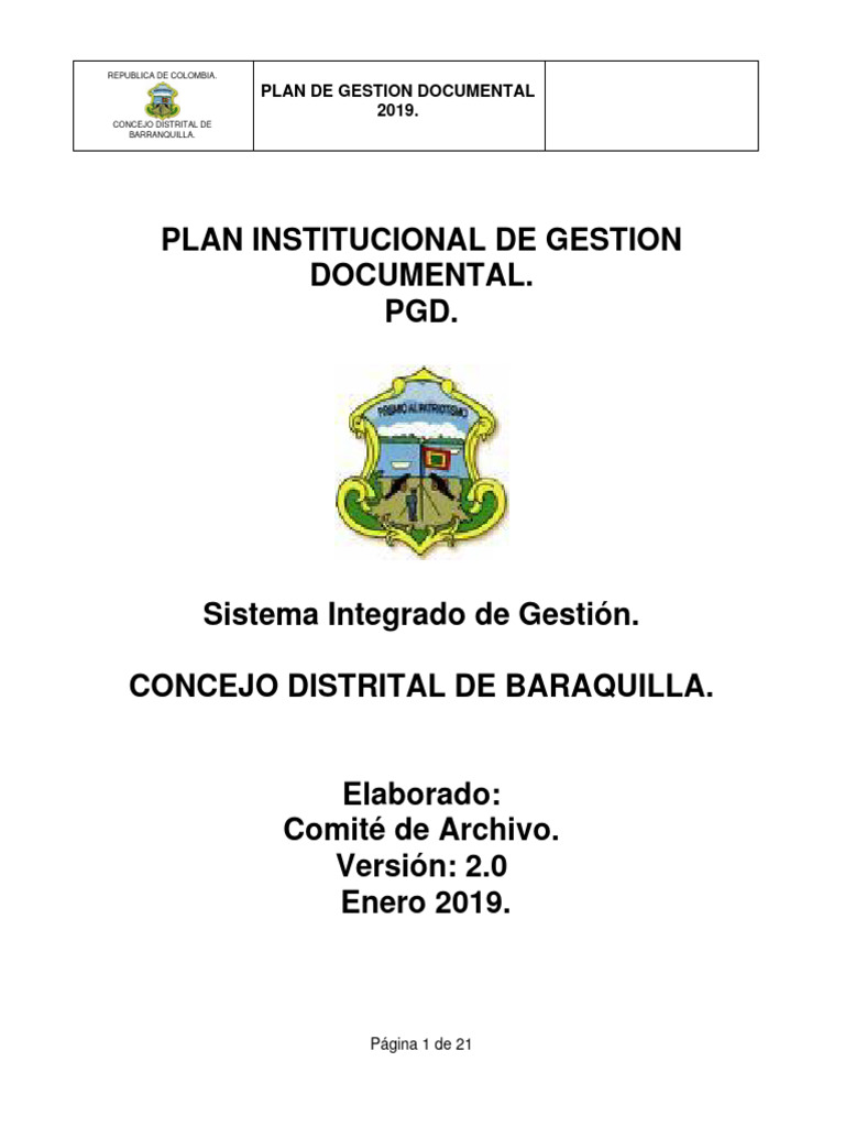 Plan Gestión Documental 2019 | PDF | Gestión de registros | Planificación