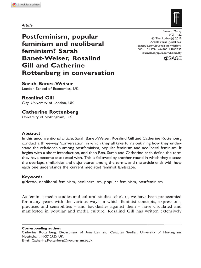Postfeminism Popular Feminism and Neolib | PDF | Feminism | Gender Studies