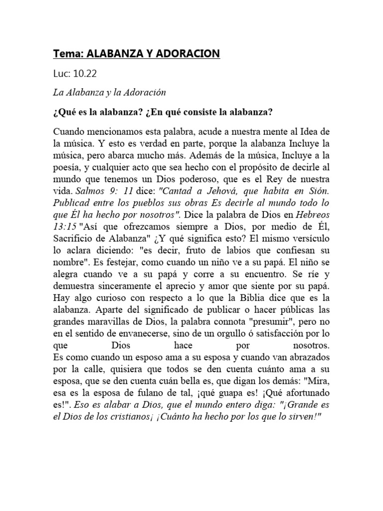 Alabanza y Adoración: Significado y Práctica | PDF | Dios | Jesús