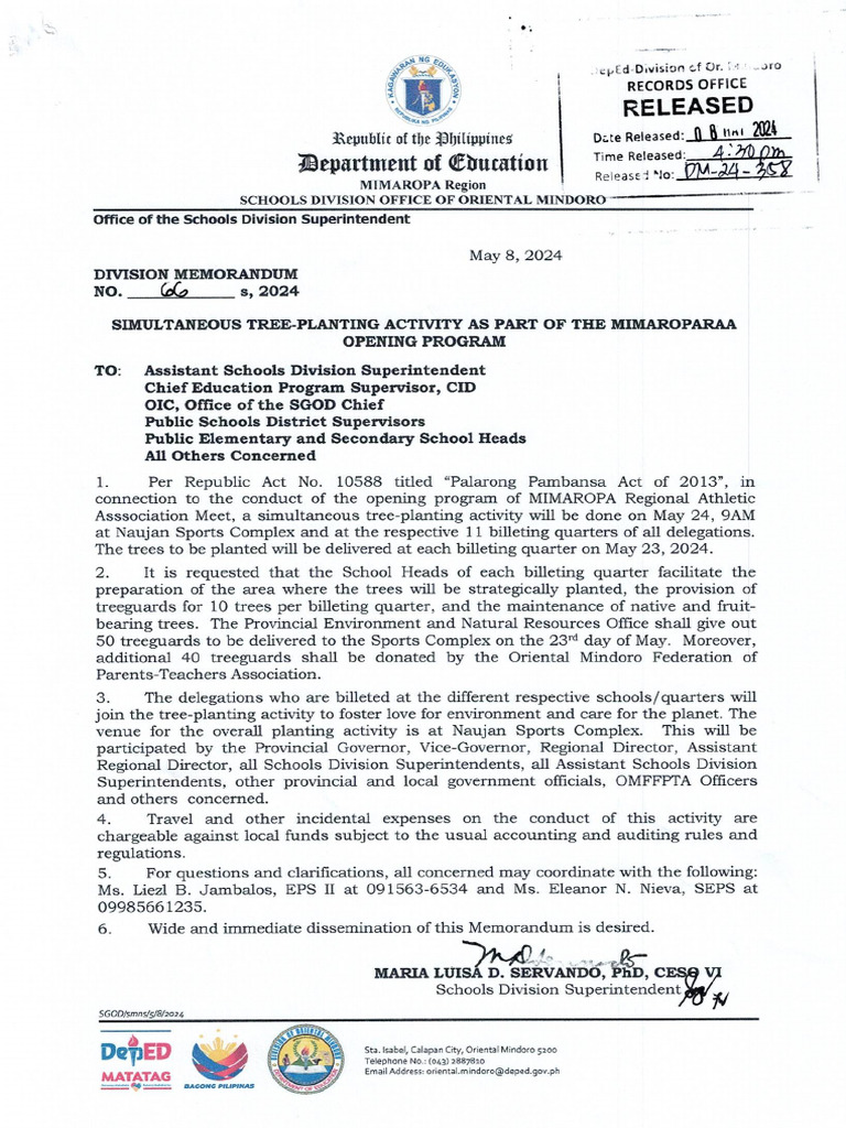 DM 66 - Simultaneous Tree Planting Activity As Part of The MIMAROPA RAA ...