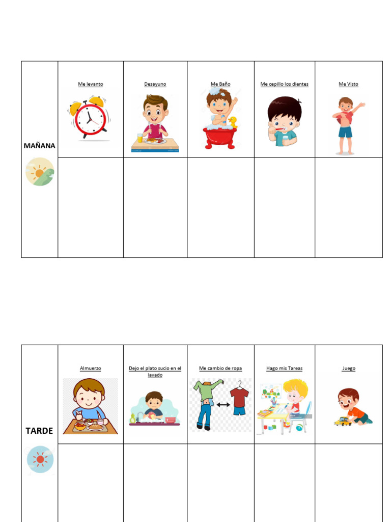 Tabla de Rutinas Diarias | PDF