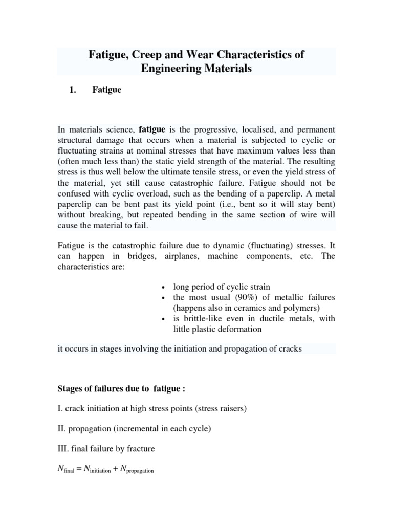 Fatigue and Creep | PDF | Creep (Deformation) | Fracture