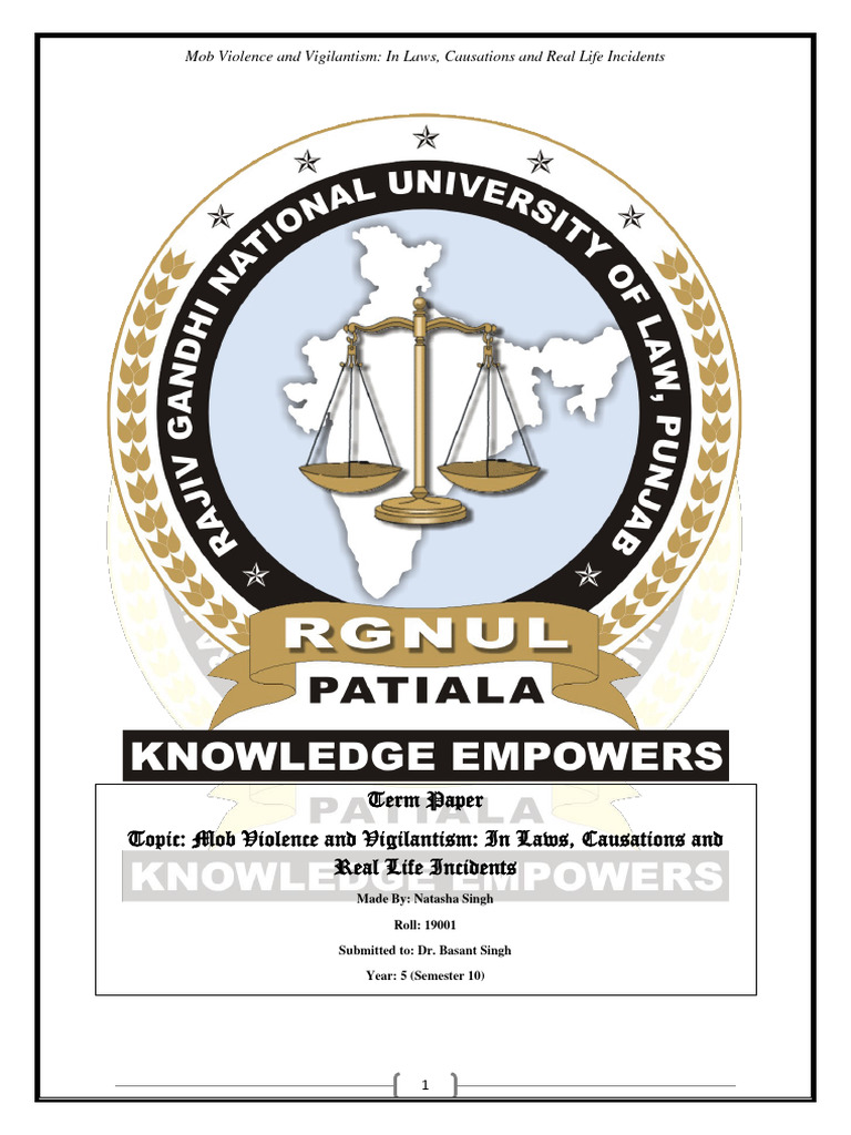 Term Paper Mob Violence | PDF | Violence | Organized Crime