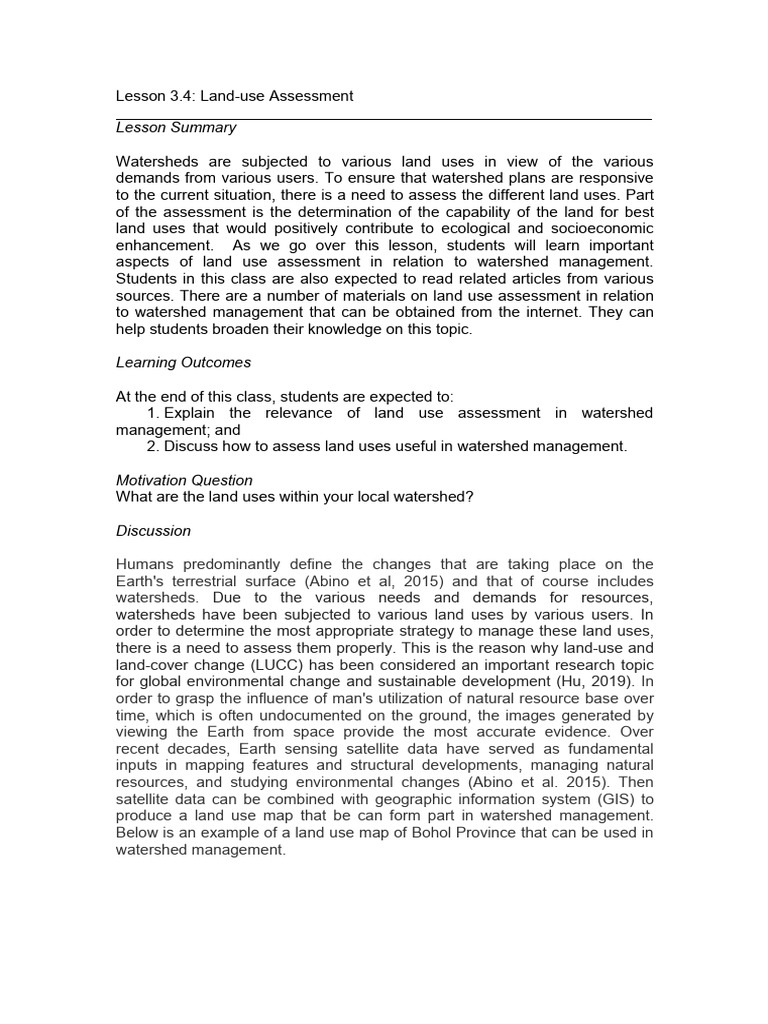 Lesson 3.4 Land Use Assessment | PDF | Land Use | Cognition