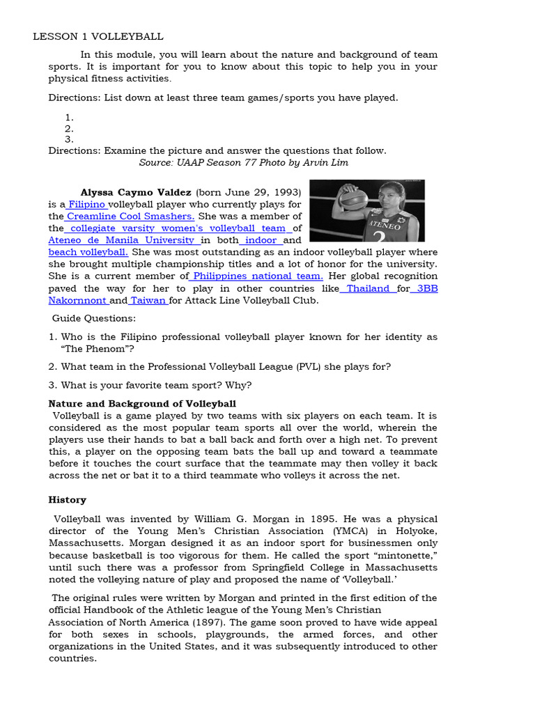 Volleyball Lessonmodule | PDF | Volleyball | Sports