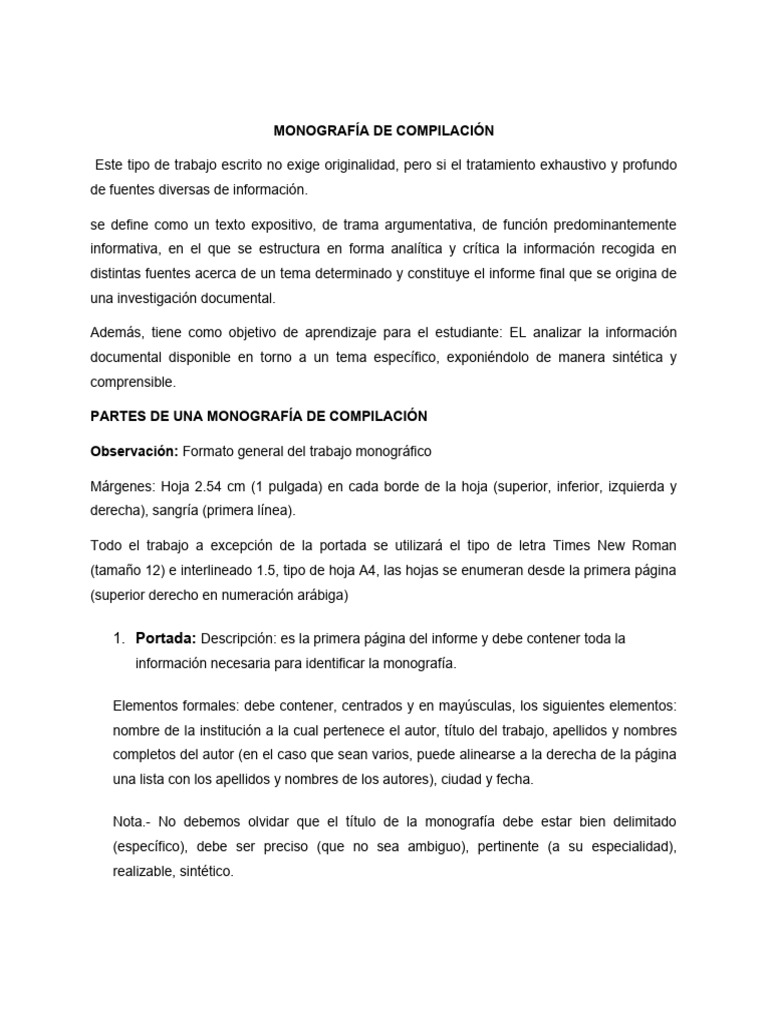 Estructura De La Monografía De Compilación Pdf Compilador