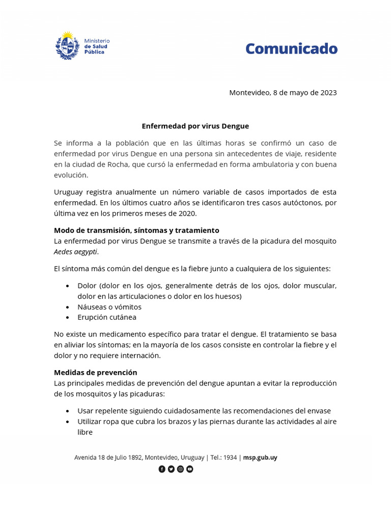 Comunicado Dengue 08-05-2023 - 0 | PDF