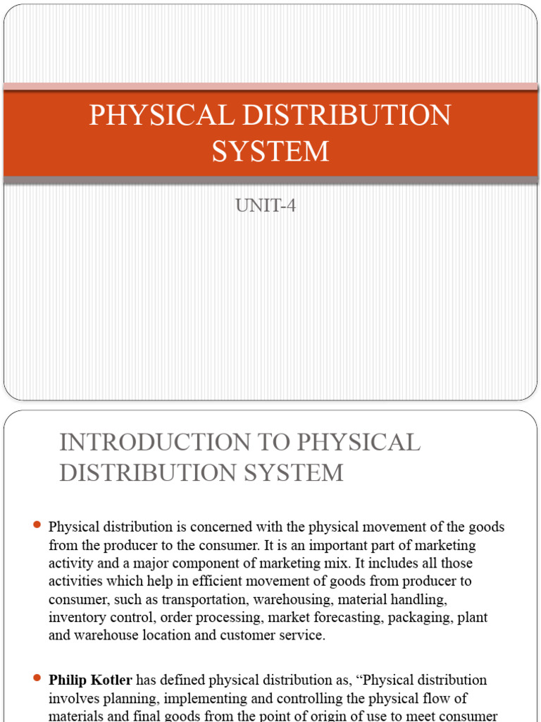 Unit-4 Physical Distribution System | Download Free PDF | Warehouse ...