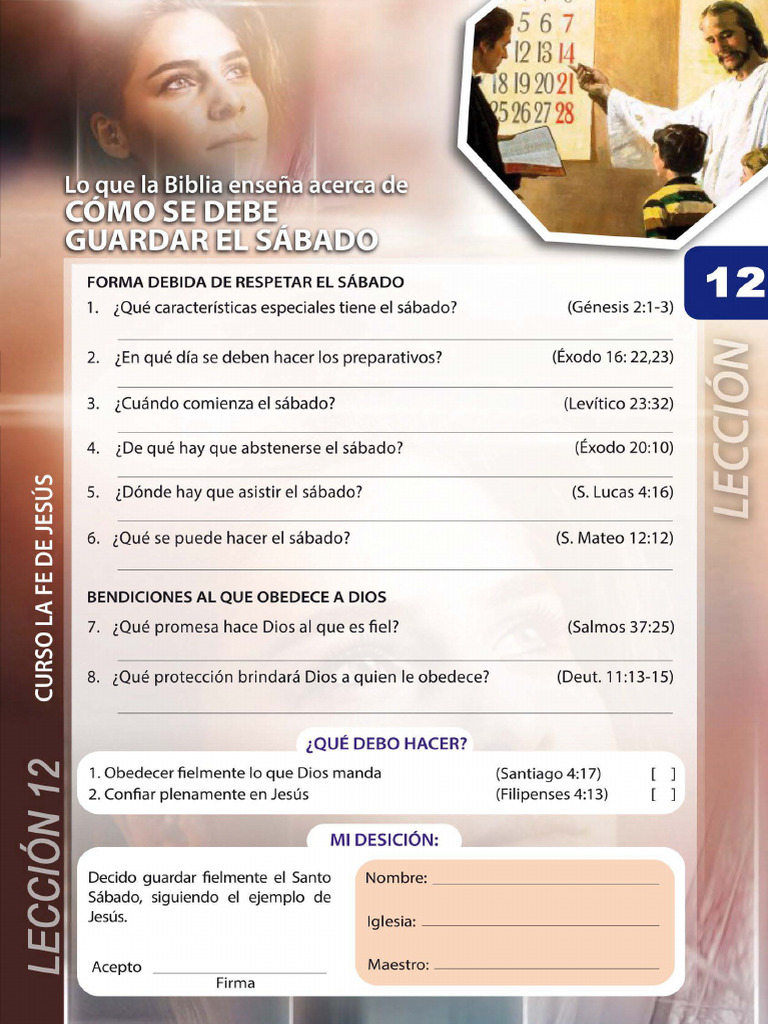 Leccion 12-Como Guardar El Sabado | PDF | Jesús | Santo
