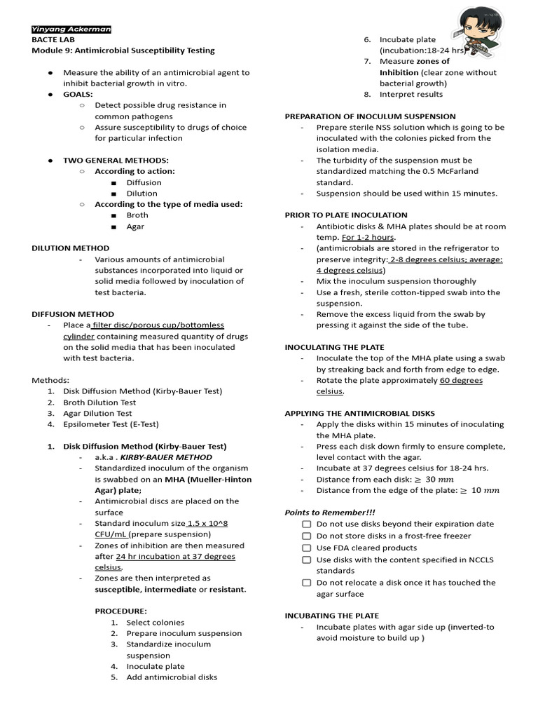 Antimicrobial Susceptibility Testing Guide | PDF | Microbiology | Biology