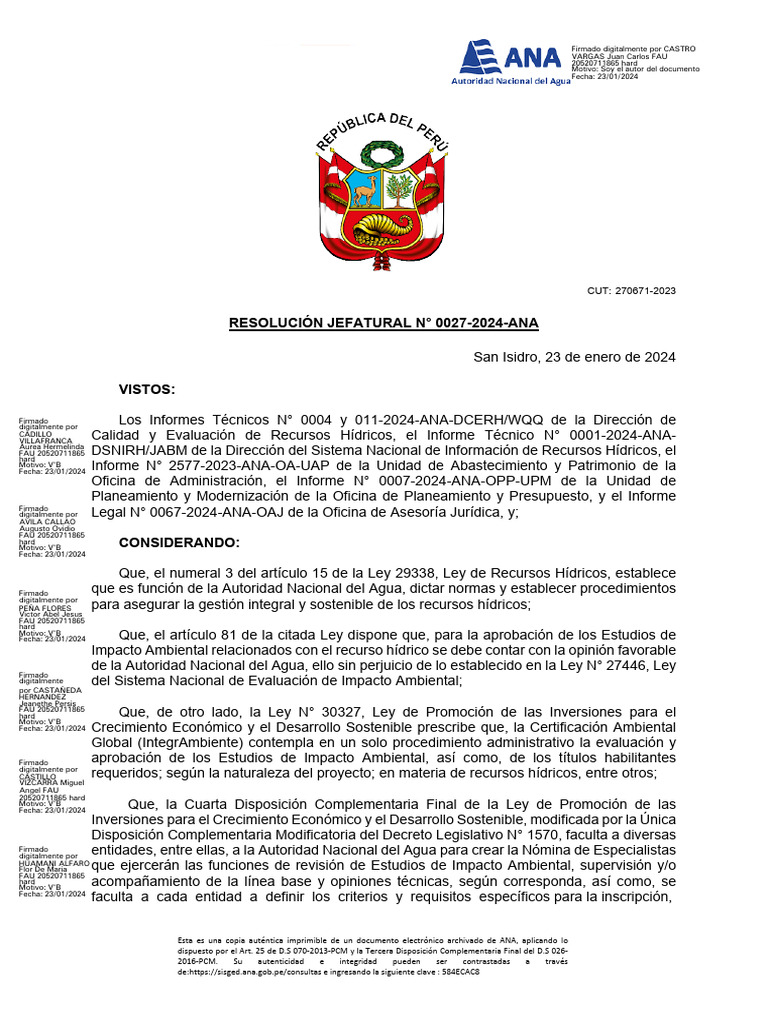 R J 0027 Nomina | PDF | Regulación | Evaluación de impacto ambiental