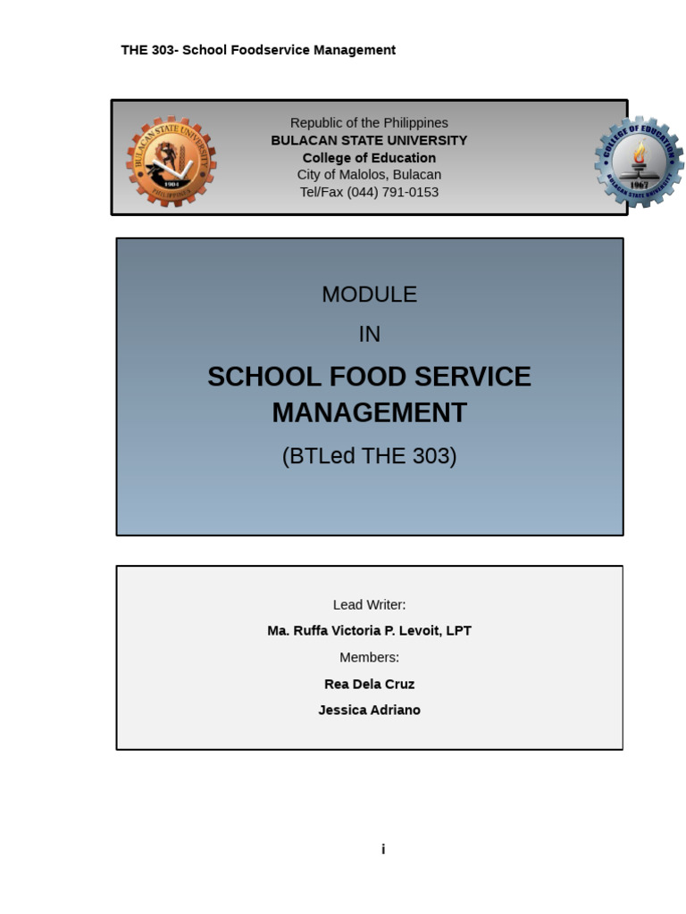 School Food Service Management | PDF | Foodservice | Learning