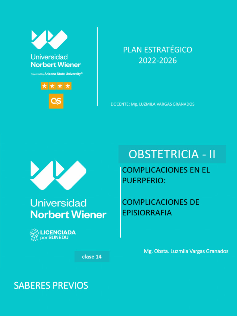 Clase 14 Complicaciones Puerperio - Episiorrafia. | PDF | Periodo ...