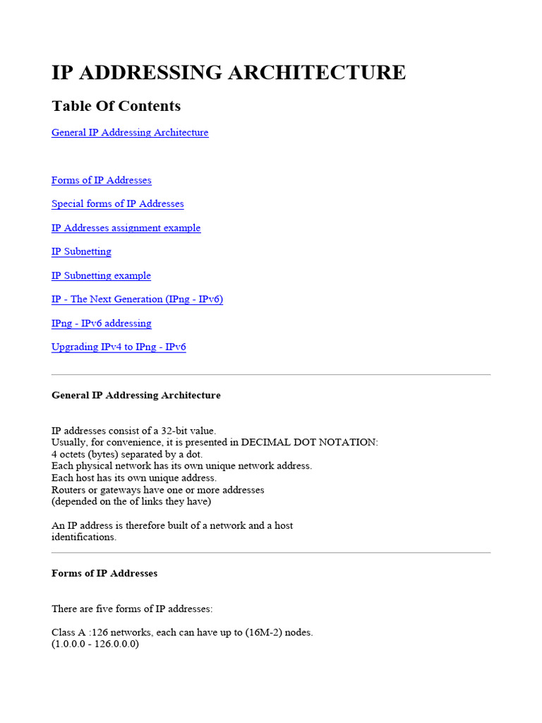 ReS1.08 IP ADDRESSING ARCHITECTURE | Download Free PDF | Ip Address | I Pv6