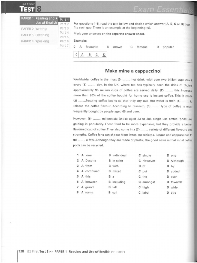 1-Essential Practice Tests - FCE 2 - Test 8 | PDF