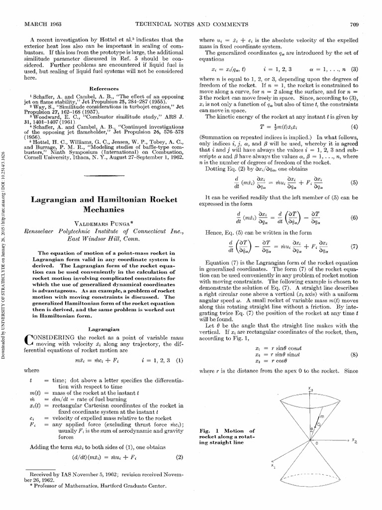 Lagrangian and Hamiltonian Rocket Mechanics | PDF | Differential Equations | Lagrangian Mechanics