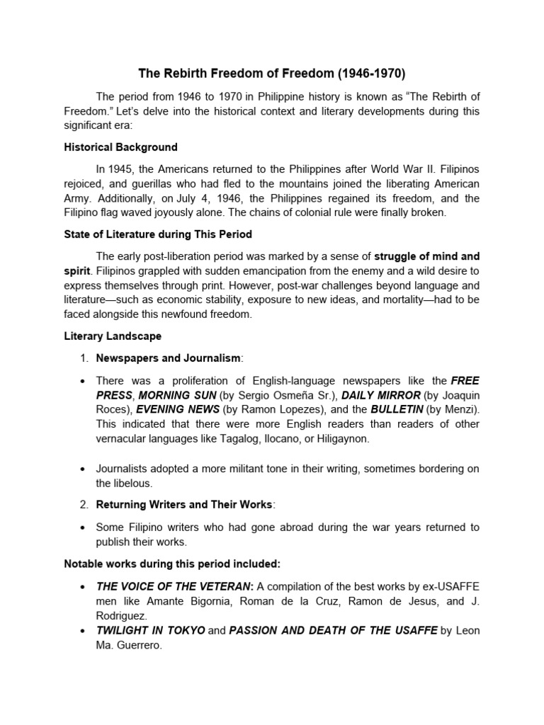 The Rebirth Freedom of Freedom | PDF | Philippines