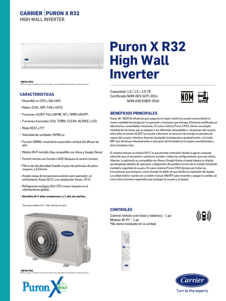 CARRIER - 53pxq PURON X INVERTER | PDF | Termodinámica | Mecánica de ...