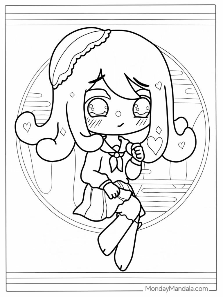 Simple Kawaii Chibi Girl To Color | PDF