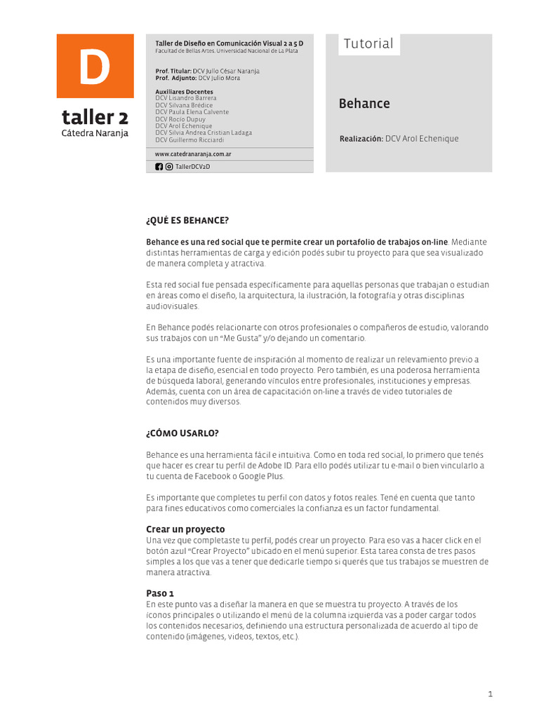 Tutorial Behance | PDF | Servicio de redes sociales | Multimedia