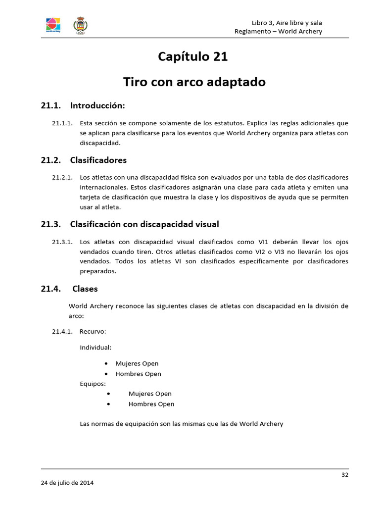 Reglamento de Tiro con Arco Adaptado | PDF | Tiro al arco | Scoutcraft