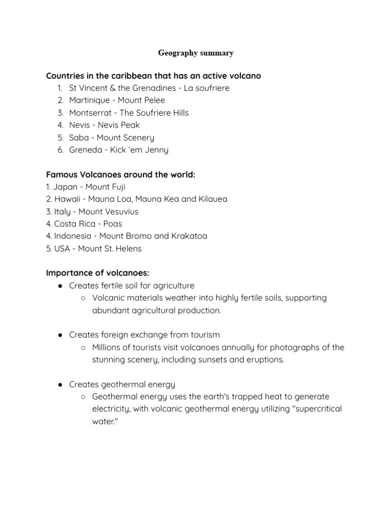 Geography Summary | PDF | Volcano | Types Of Volcanic Eruptions