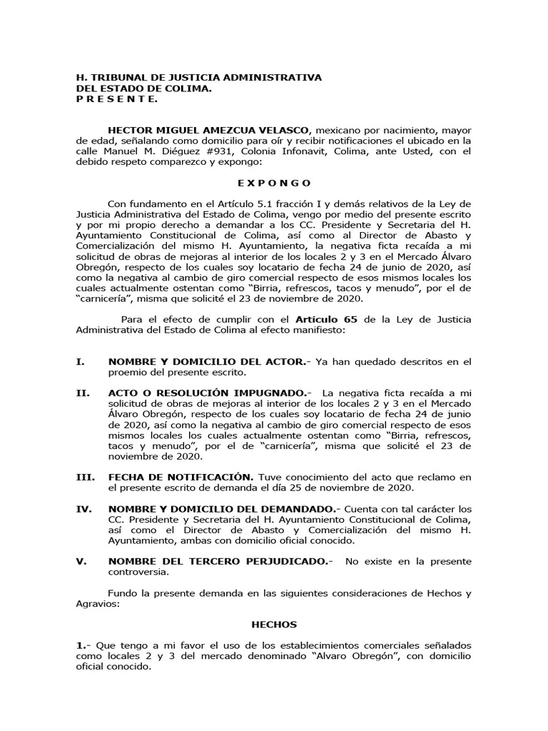 DEMANDA NEGATIVA FICTA carniceria | PDF | Demanda judicial | Justicia