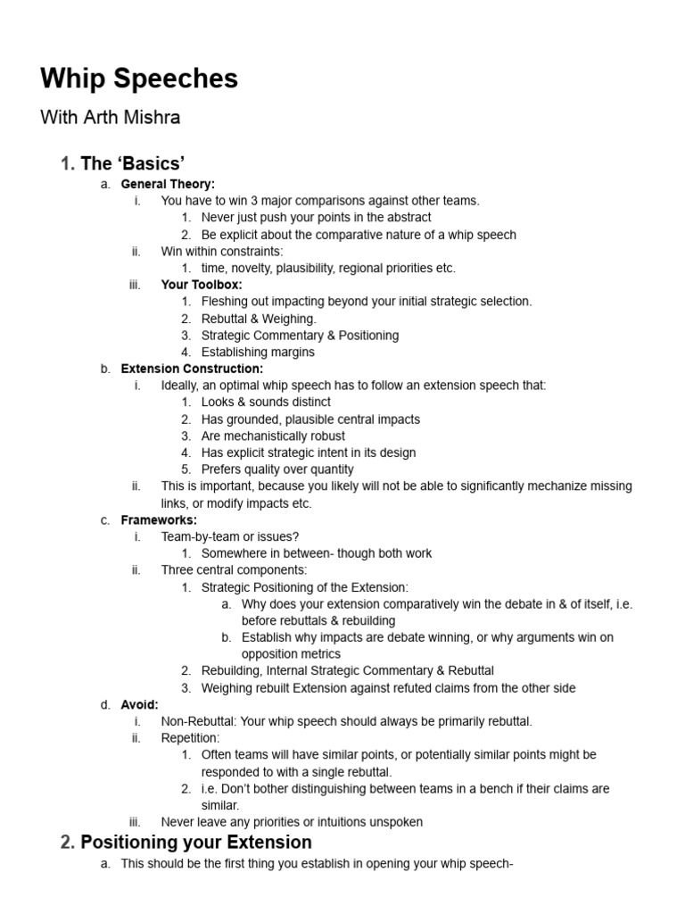 Whip Speeches | PDF