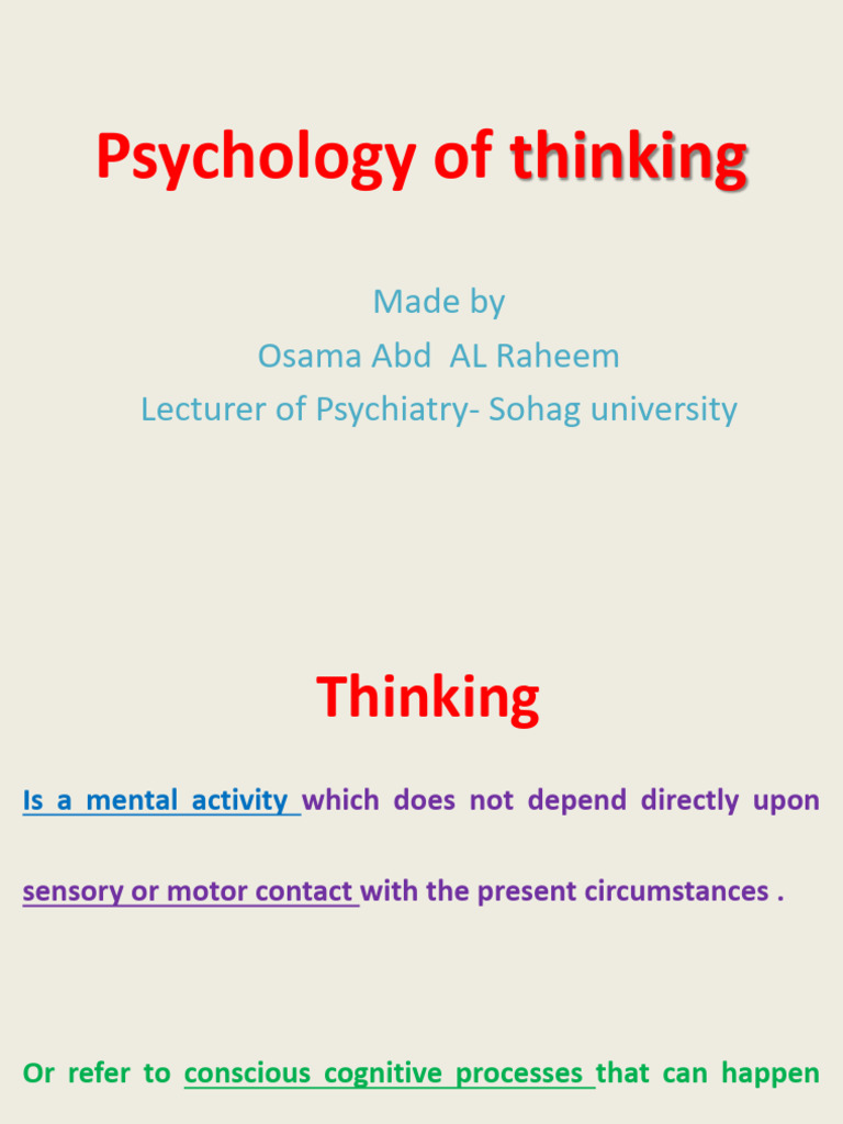 Lec 2 Psychology of Thinking | PDF | Thought | Concept