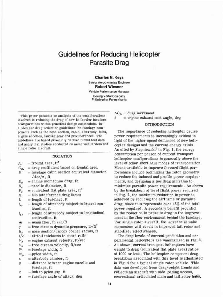 Guidelines For Reducing Helicopter | PDF | Helicopter Rotor | Drag ...