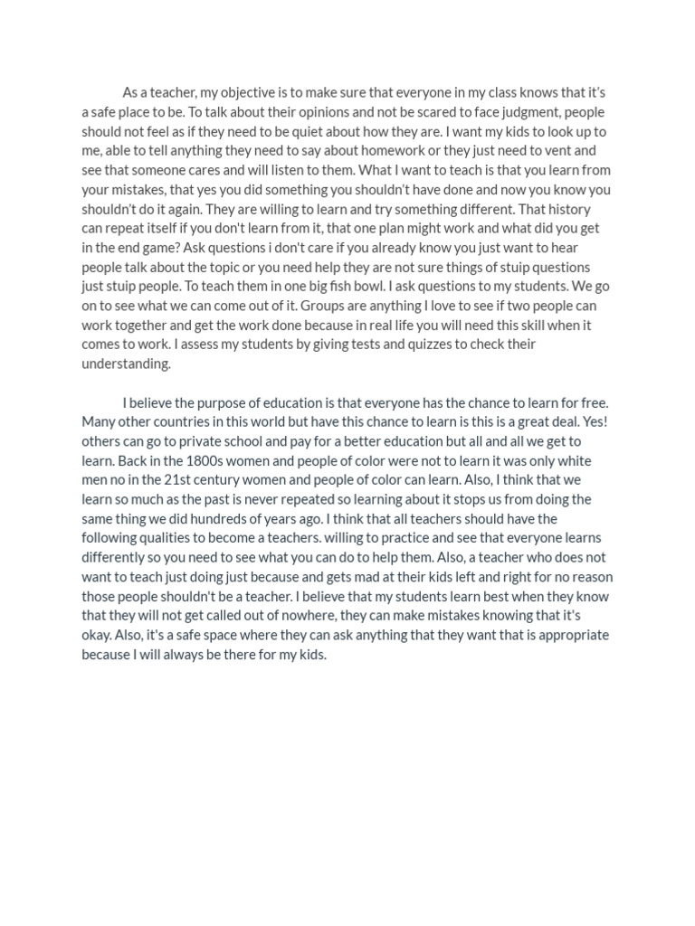 Education Philosophy | PDF | Teachers | Behavior Modification