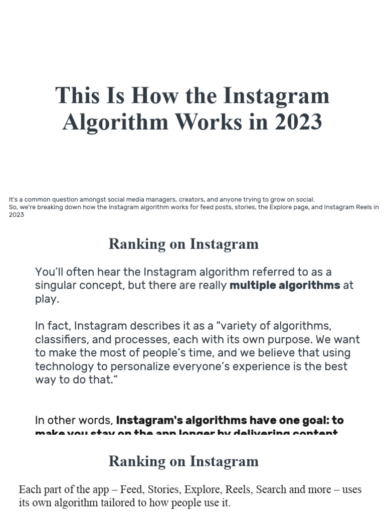 Insta Algorithm | Download Free PDF | Mass Media | Human Communication